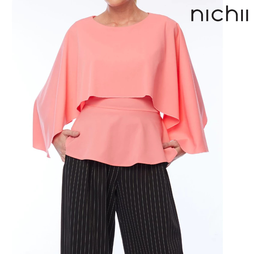 nichii Flowy Fold over Blouse in Salmon Pink (LC1732-19052) | Shopee ...
