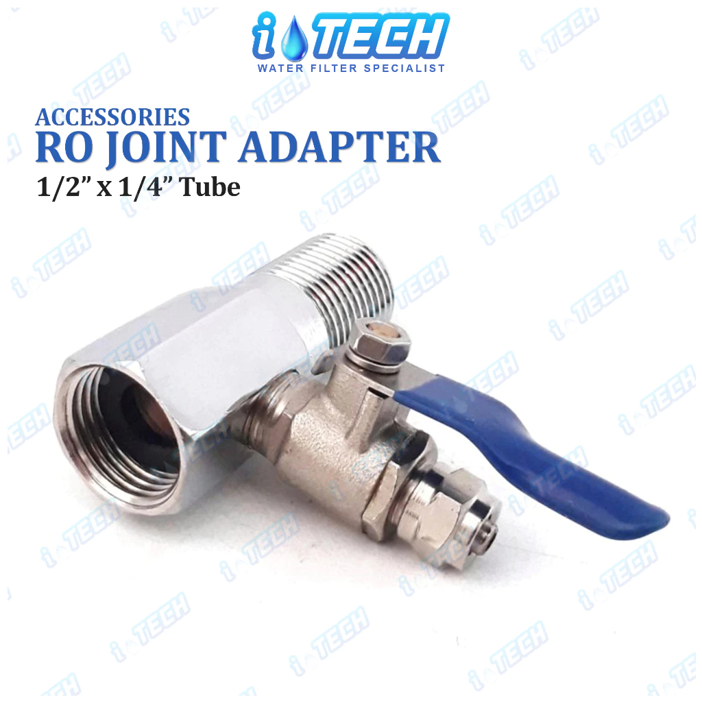 RO Joint Adapter 1/2" to 1/4" Tube Tee Inlet Ball Valve Connector For ...