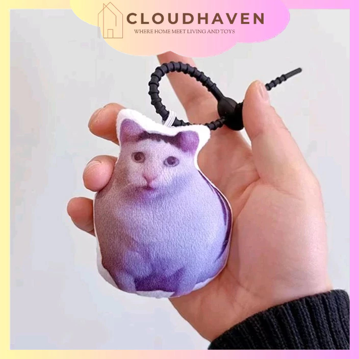 [Ready Stock] 🇲🇾 Huh cat keychain with sound cat meme huh cat recording ...