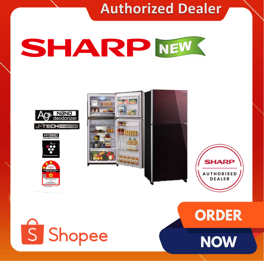 ** FREE SHIPPING ** Sharp 610L Two Door Inverter Fridge ( Glass M ...