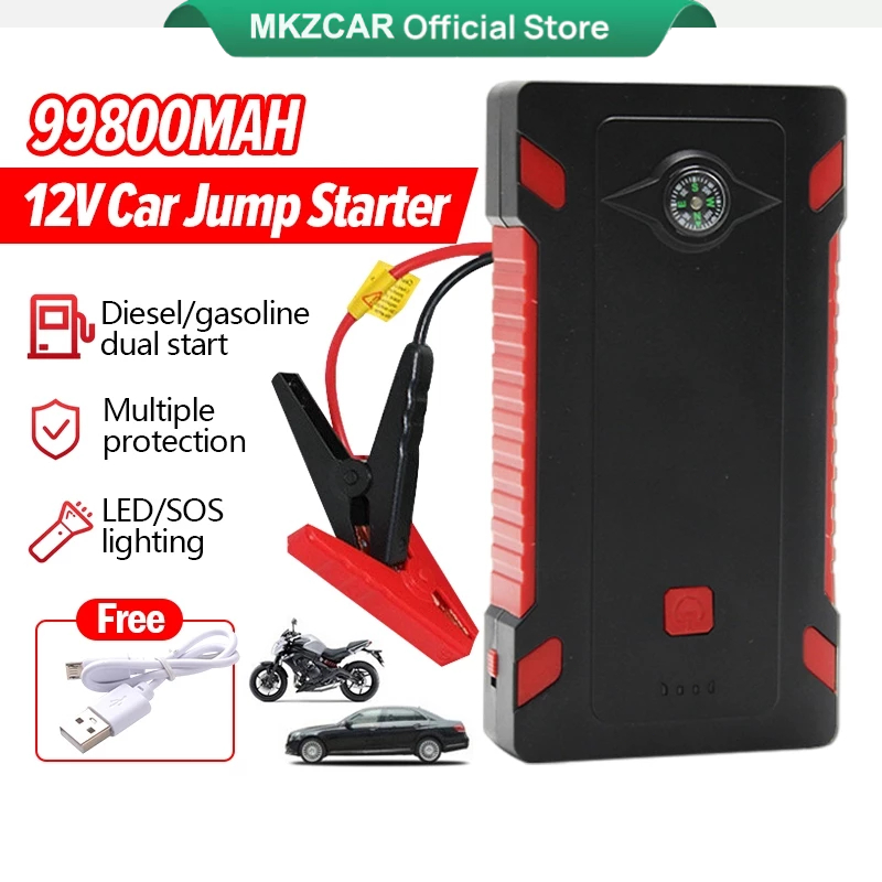 MKZCAR 99800mAh 12V Car Jumper Car Tyre Car Pump Starter Booster Car ...