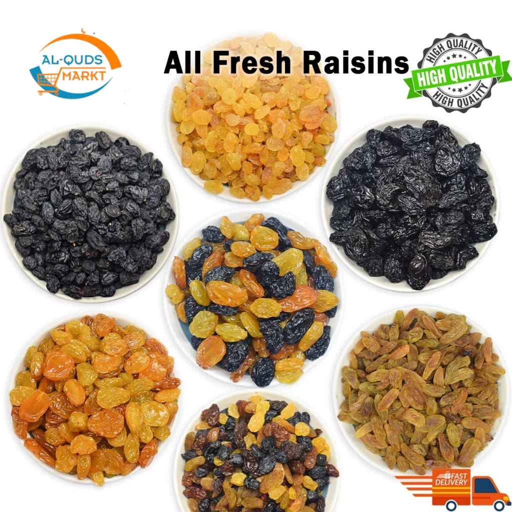 FRESH PREMIUM RAISIN KISMIS SULTANA BLACK GOLDEN GREEN JUMBO (250G ...