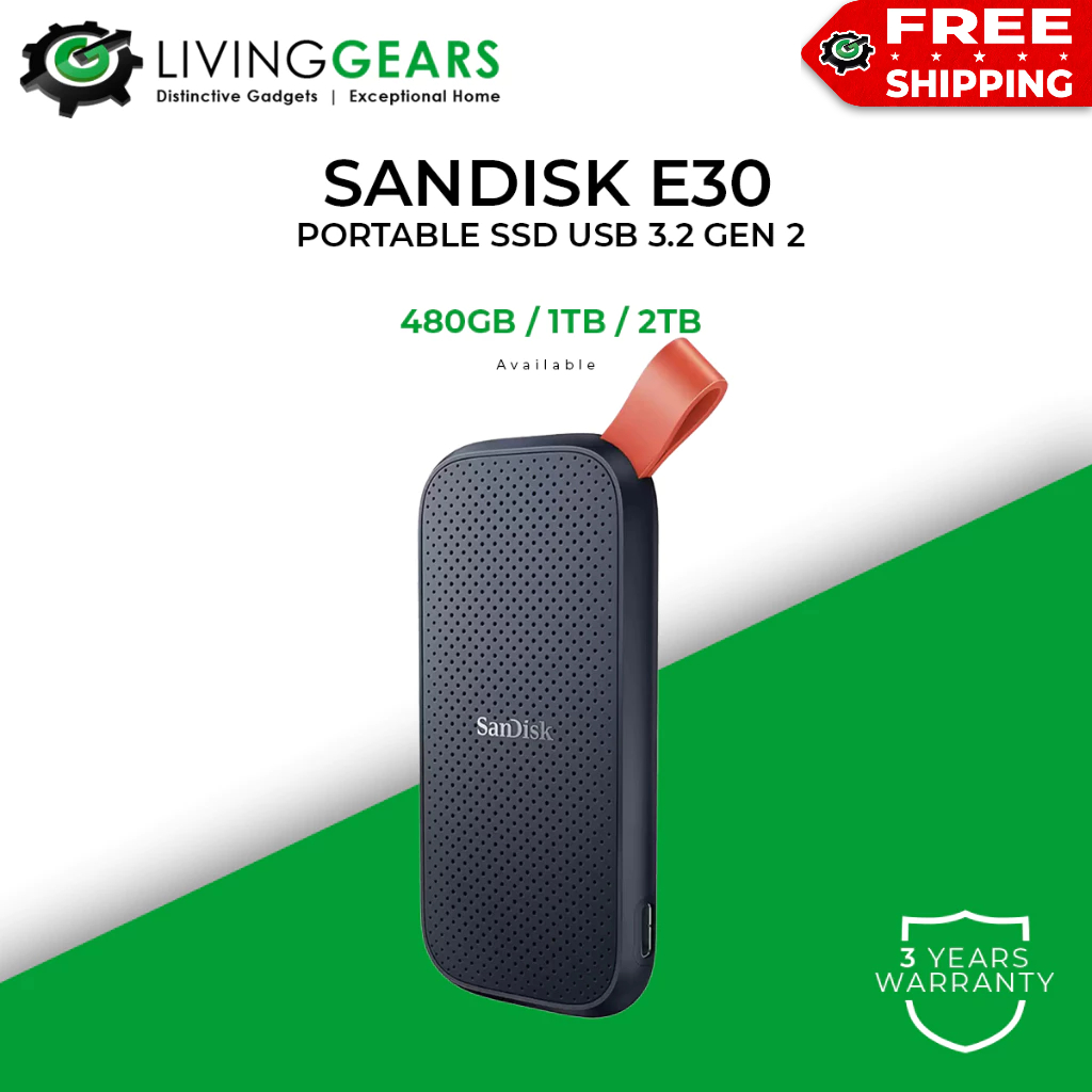 Sandisk Portable SSD E30 USB 3.2 480GB / 1TB / 2TB | Shopee Malaysia