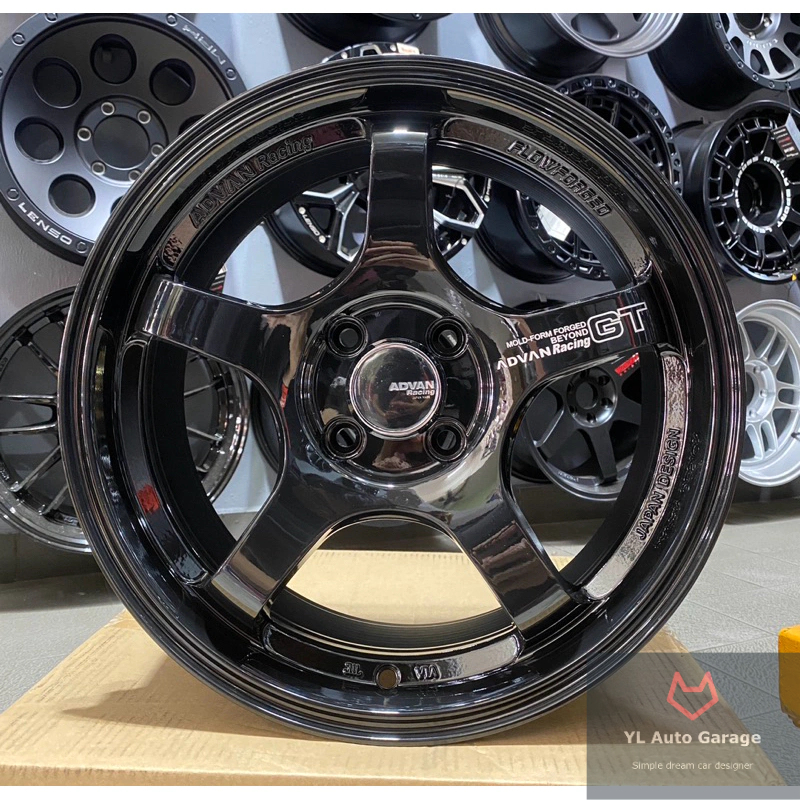 Advan GT [Gloss Black & Hyper Black] Sport Rim 16x7JJ ET40 (4x100) | Shopee Malaysia