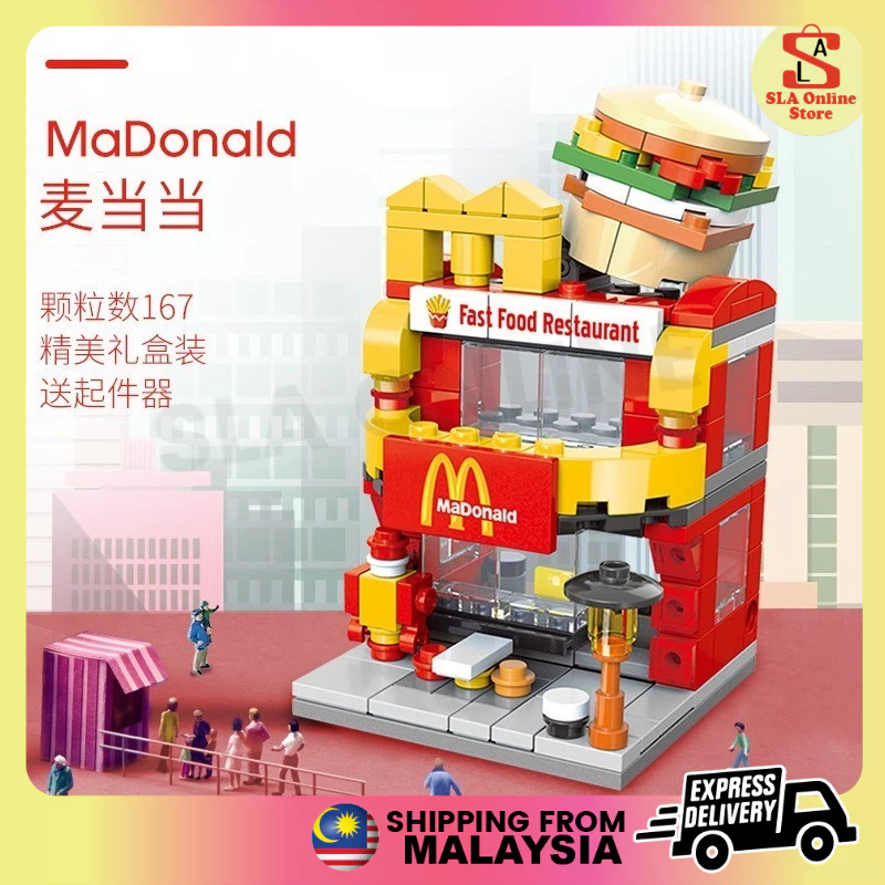 【READY STOCK】MINI Building Blocks DIY MINI FOOD STREET Building Bricks ...