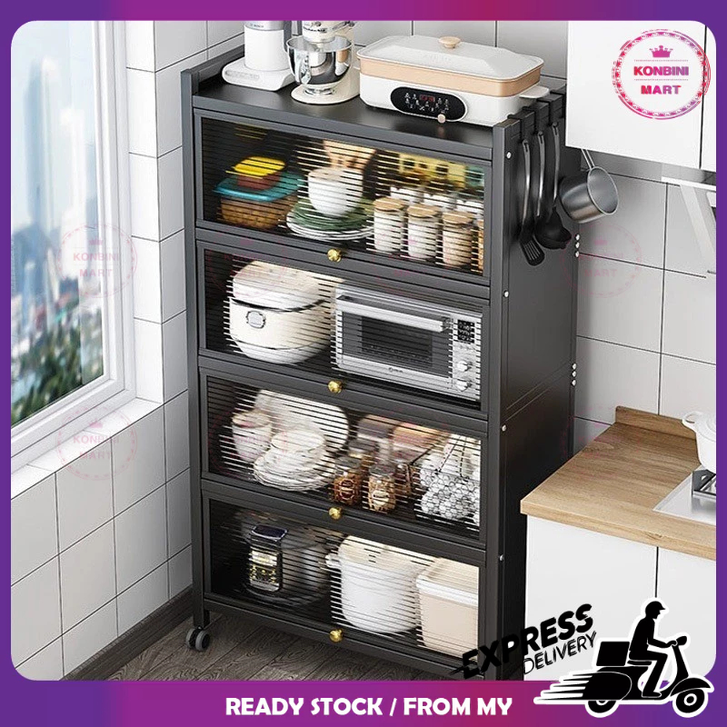 Rak Dapur Storage Rack With Wheel Rak Kabinet Dapur Storage Organizers ...