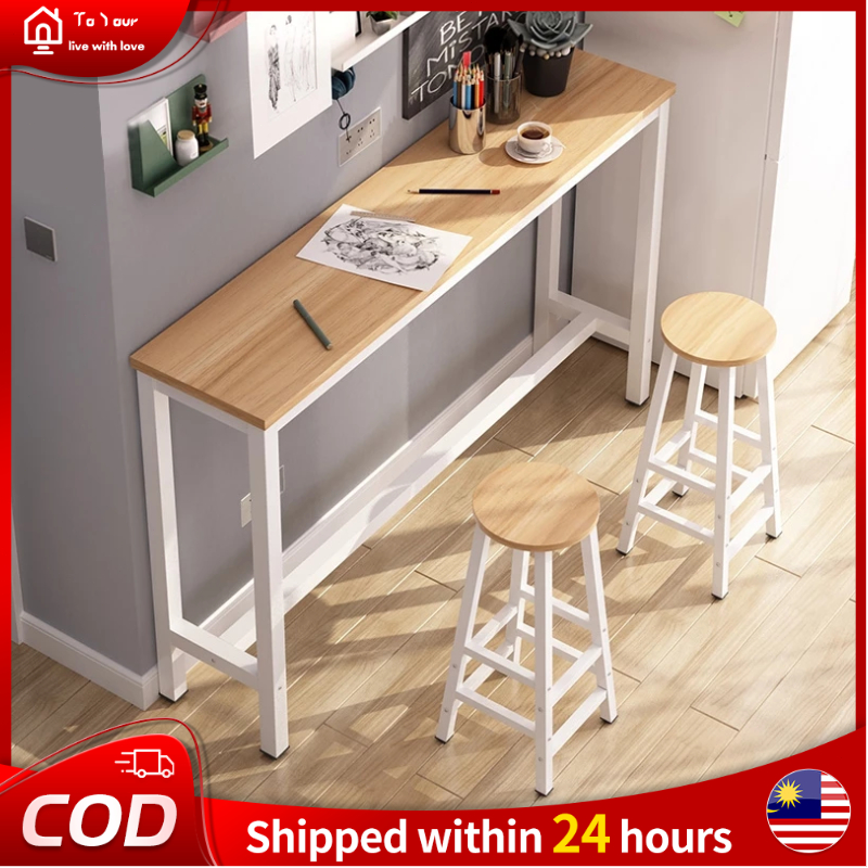 NEW Simple Long High Table Bar White Black Table Home Kitchen Balcony ...