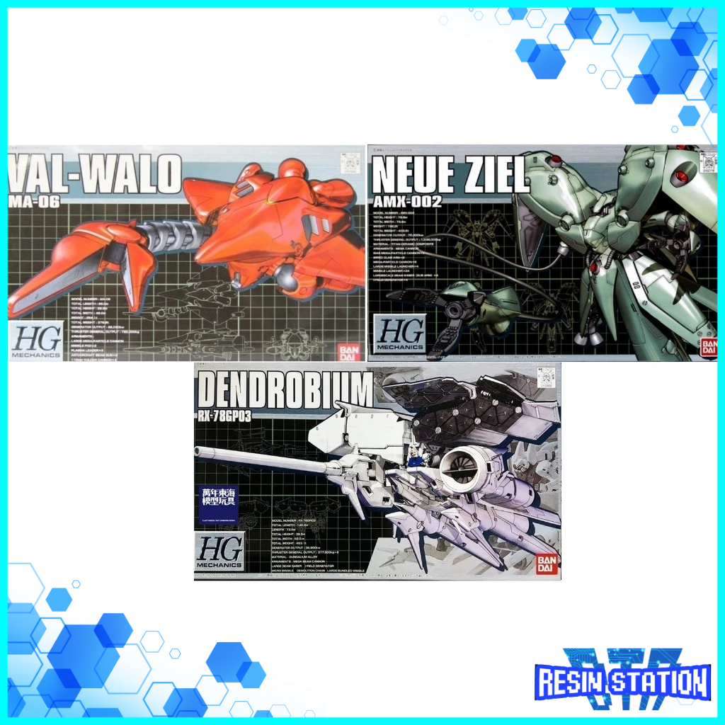 HG MECHANIC DENDROBIUM + NEUE-ZIEL + VAL-WALO RX-78 GP03 GUNDAM AMX-002 MA-06 1/550 BANDAI ...