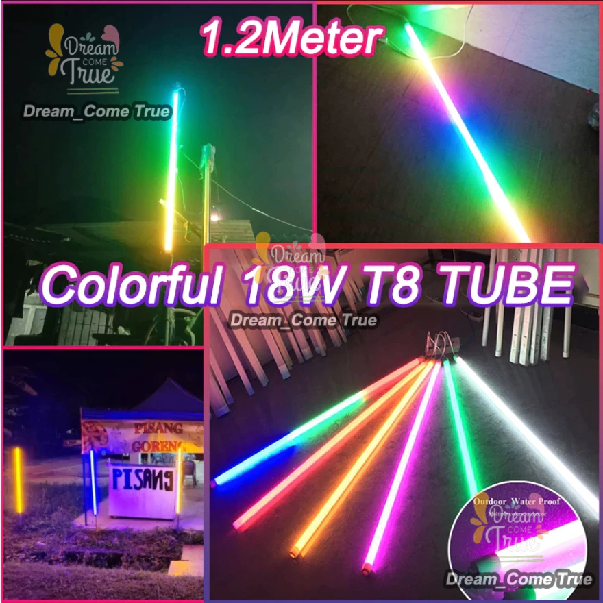 LED Colour Light Tube Weatherproof 4ft T8 18W Multi Color Tube Red Yellow Blue Green White RGB ...