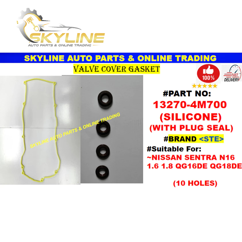 13270-4M700 Valve Cover Gasket (100% Silicone) (Yellow) (With Plug Seal ...