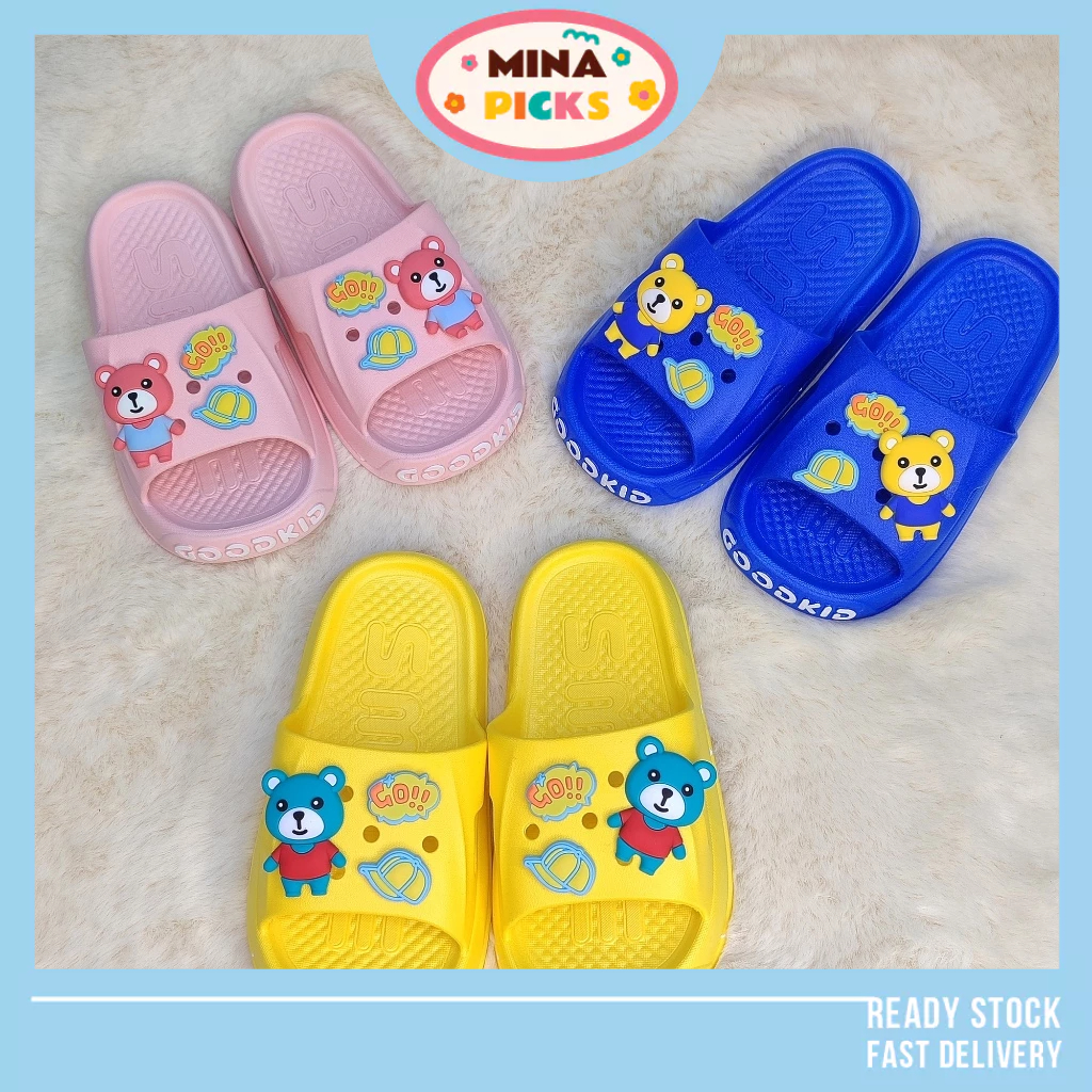 D11 24-35 Girl and Boy Cartoon Slide Slippers | Cartoon Bear | Kids ...
