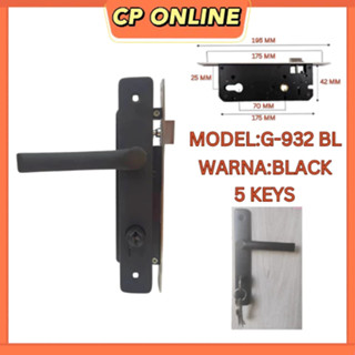 CP ONLINE Mortice Lock Grill Lock Door Gate Lock Set Handle Lock Pagar ...