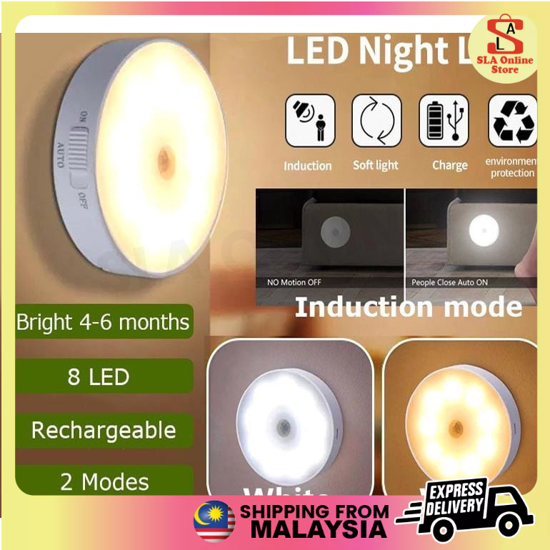 【USB Rechargeable】 Wireless Motion Sensor Night Light LED Cabinet Light | Shopee Malaysia