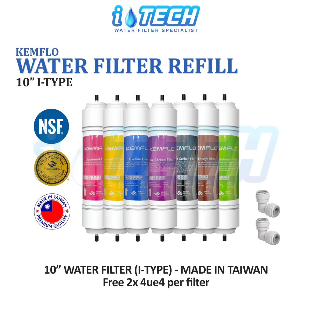 KEMFLO 10" Water Filter Cartridge Refill - Sediment Pre Silver Post ...