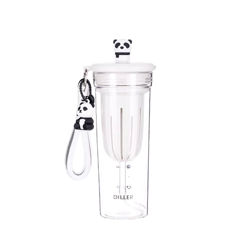 Diller Panda Tritan Water Juice Bottle CUP with Straw & Cover D2442 ...