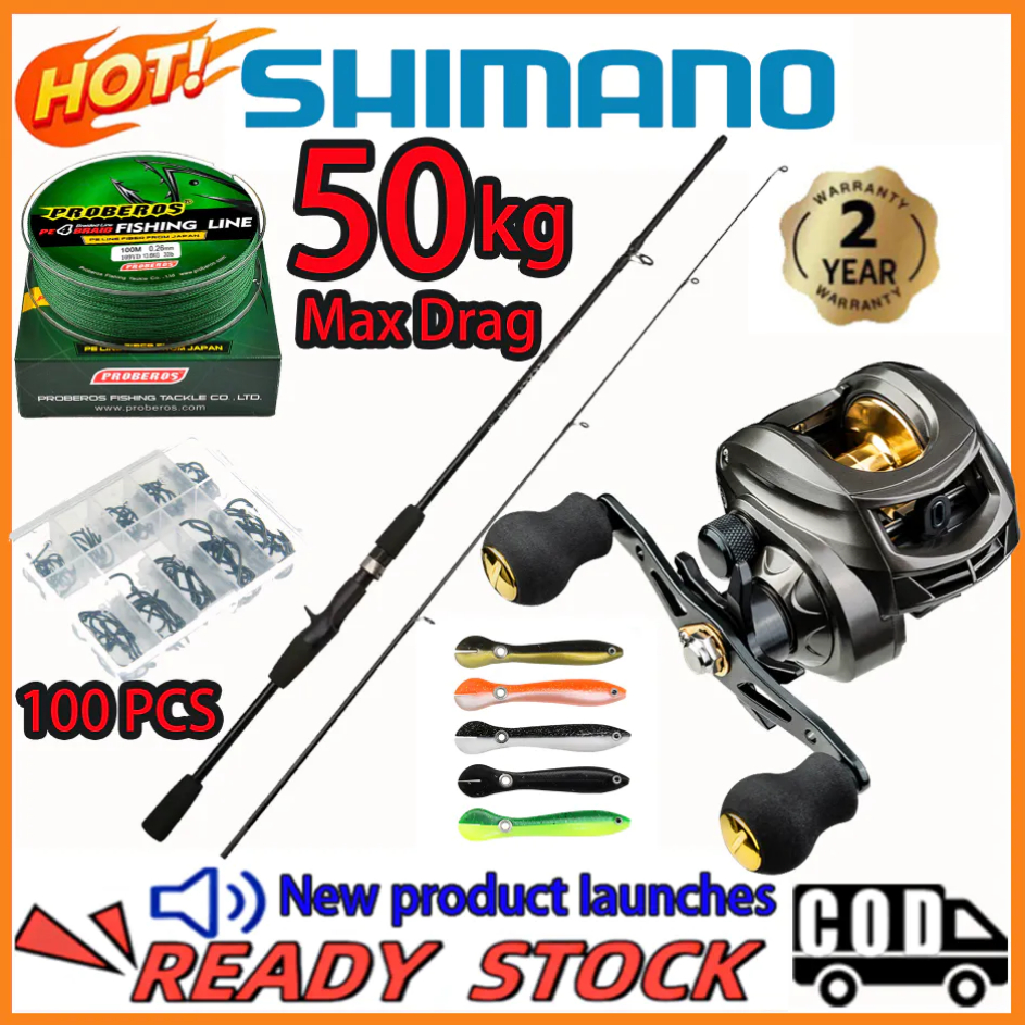 SHIMANO Fishing Reel Set Casting Rod Reel Bc Pancing Set Joran Pancing Fishing Set Batang ...