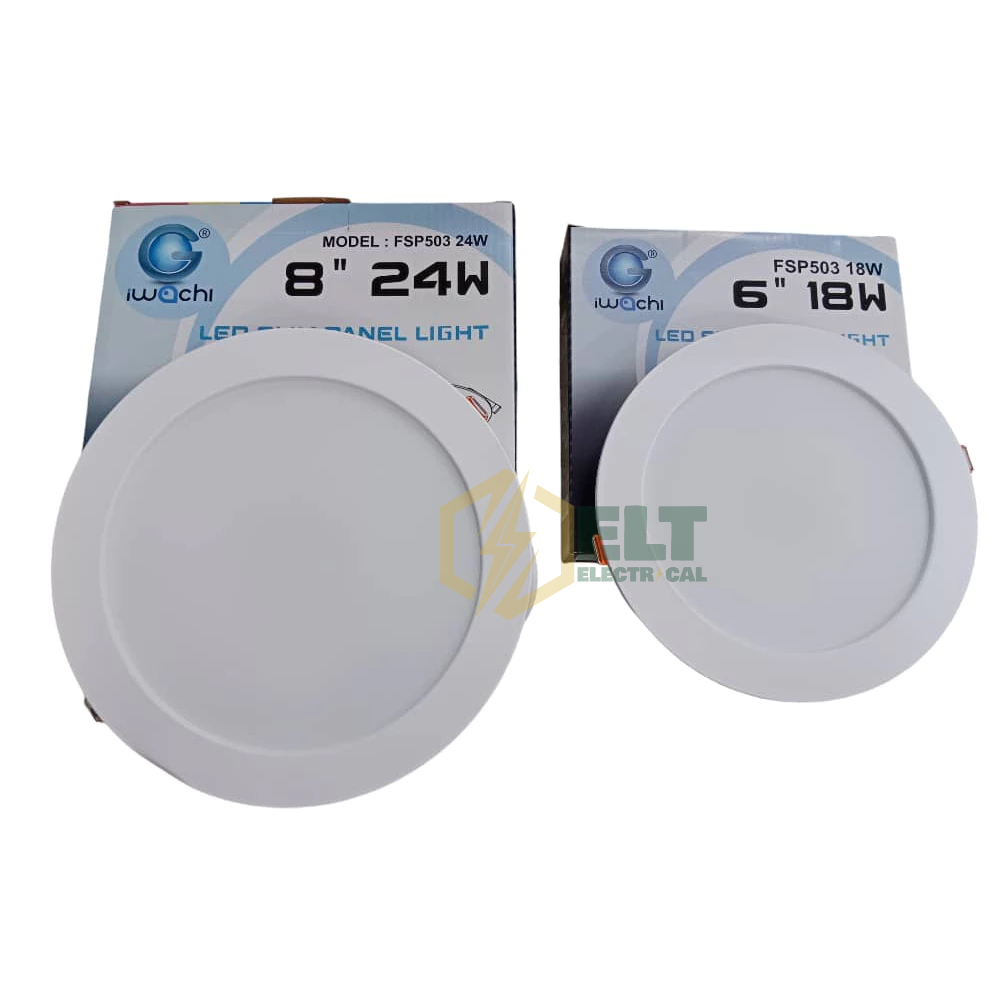 IWACHI LED SLIM PANEL LIGHT ROUND (FSP503) 18W(6") & 24W(8") 4000K/6500K (SIRIM) | Shopee Malaysia