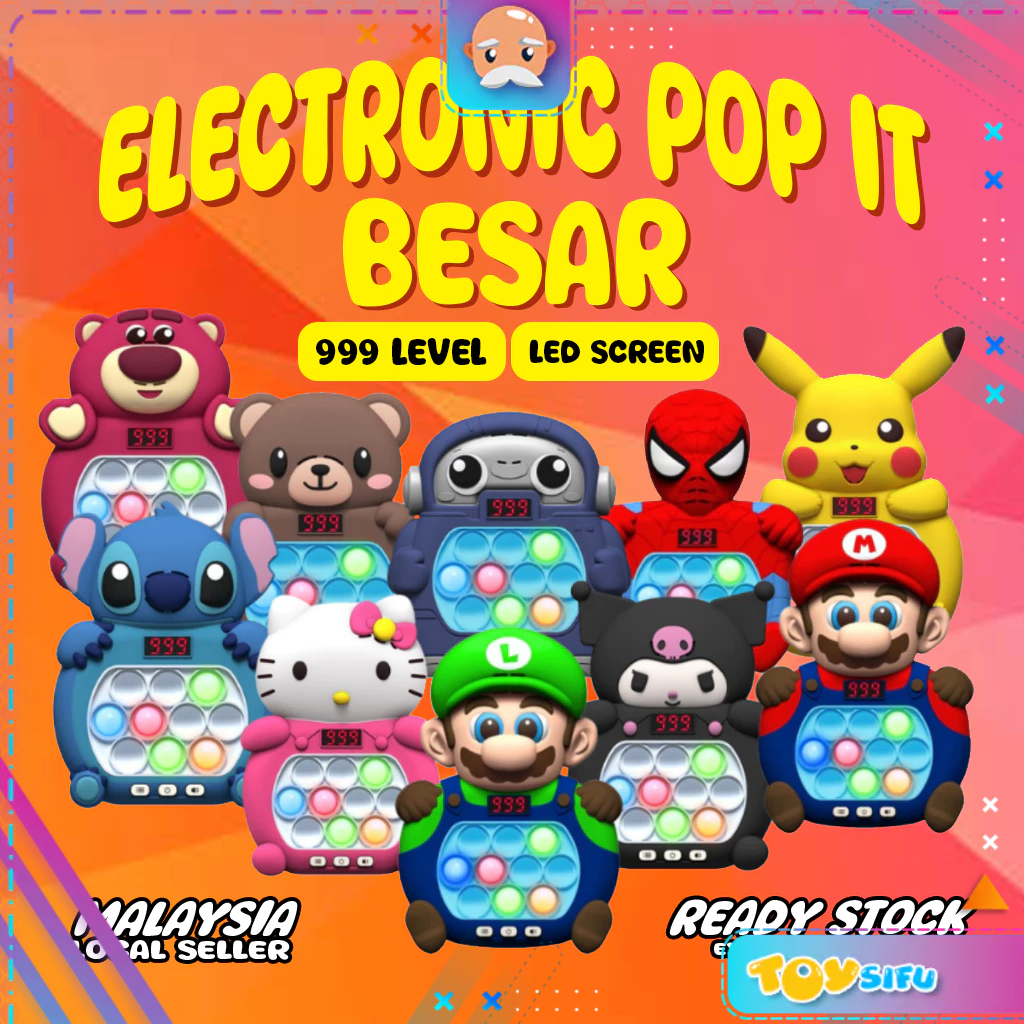 [ Display Screen ] 999 Level Pop It Electronic Quick Game Speed Push ...
