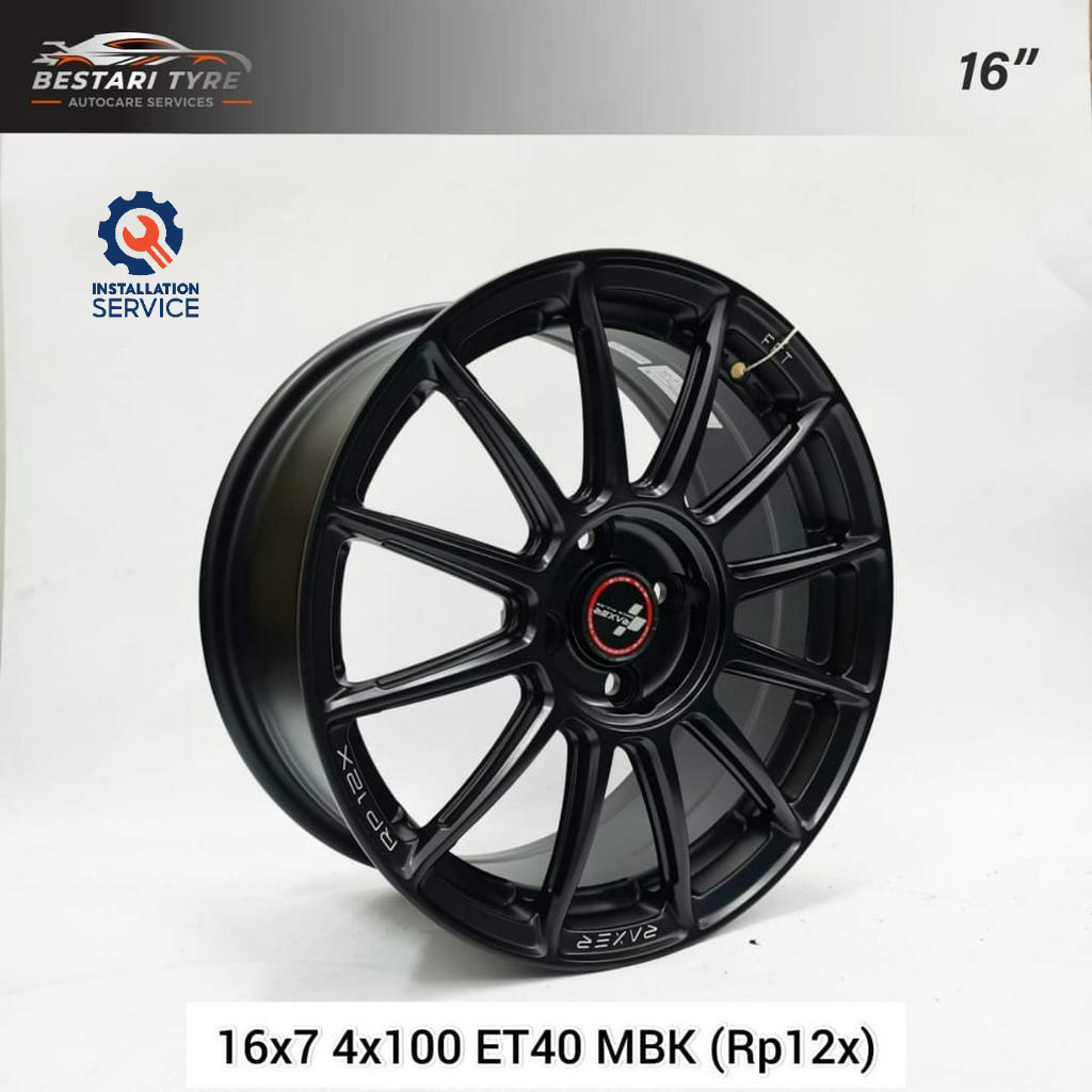 【Installation Available】RAXER RP12X FLOW FORMING 16 INCH 16x7 4x100 ET40 MBK READY STOCK SPORT ...