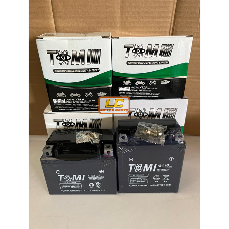 TOMI BATTERY MOTOR YTZ5S YB5L YB3L YTZ6V bateri kering dry motor ex5 ...
