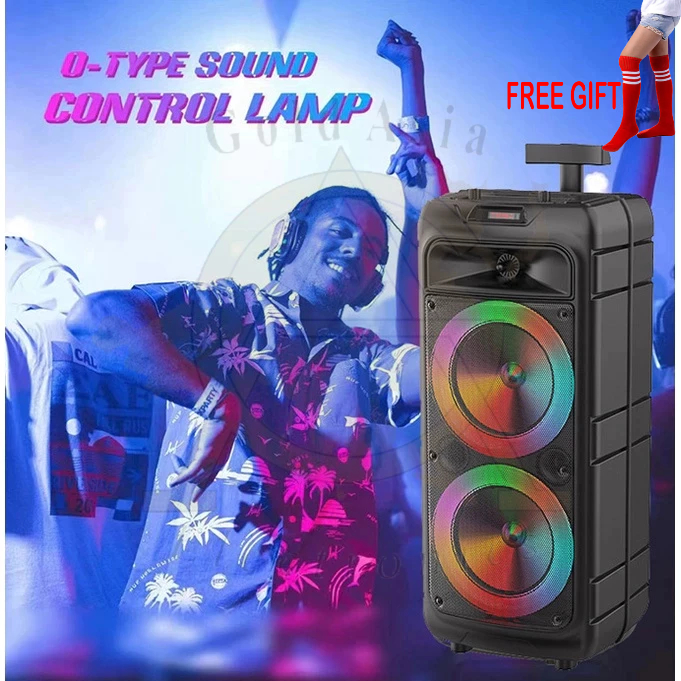 100% Free Gift Zqs 8211 RGB Trolley Double 8 Inch Woofers 40W Bluetooth Speaker with free ...