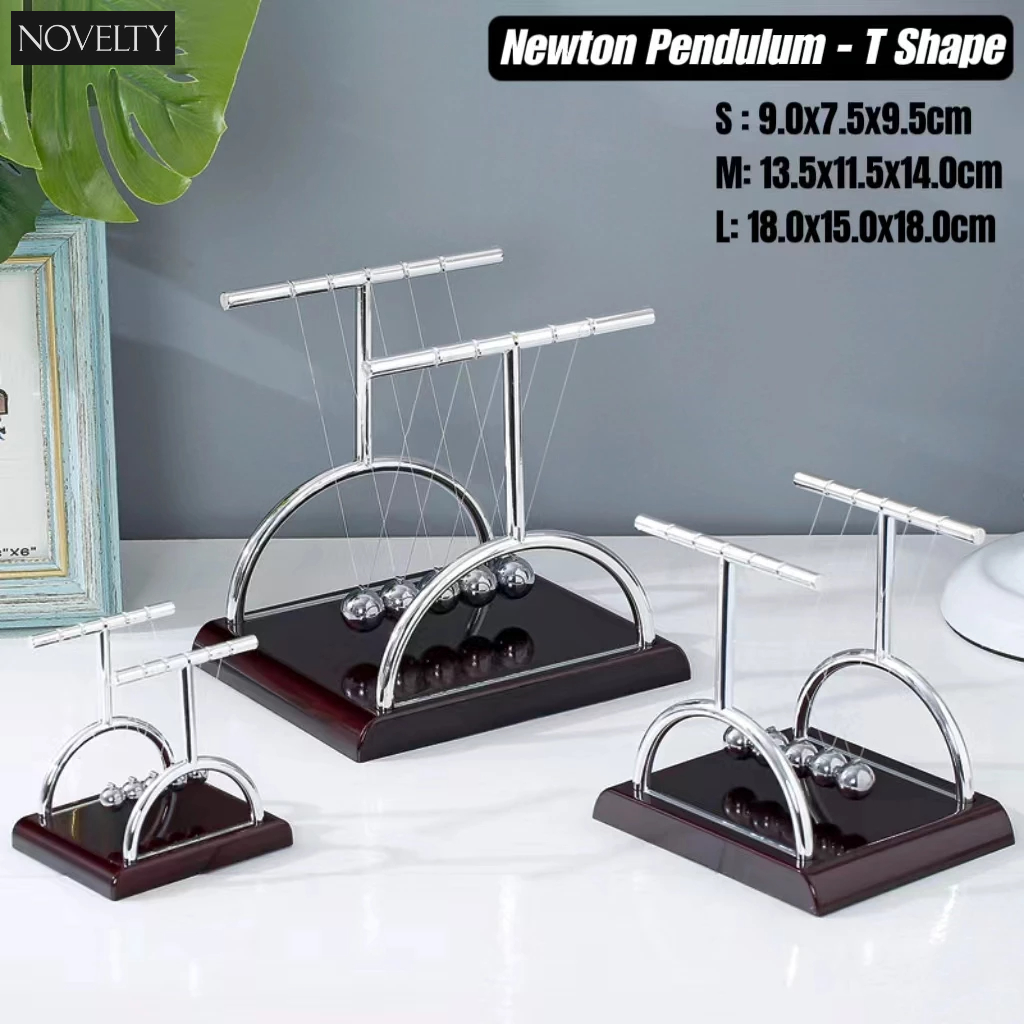 Newton Pendulum T Shape Cradle Balance Ball Buaiyan Bandul Decor ...