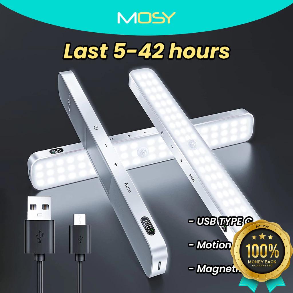 Motion Sensor Cabinet Light Battery Display 60 LED Touch Light Bar ...