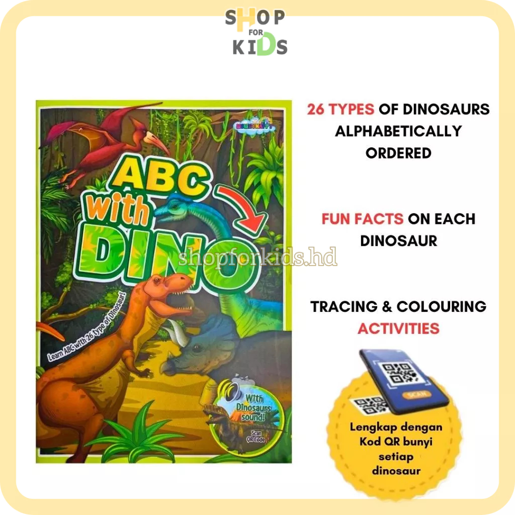 ABC WITH DINO ACTIVITY & COLOURING BOOK | 26 Dinosaurs A to Z with ...