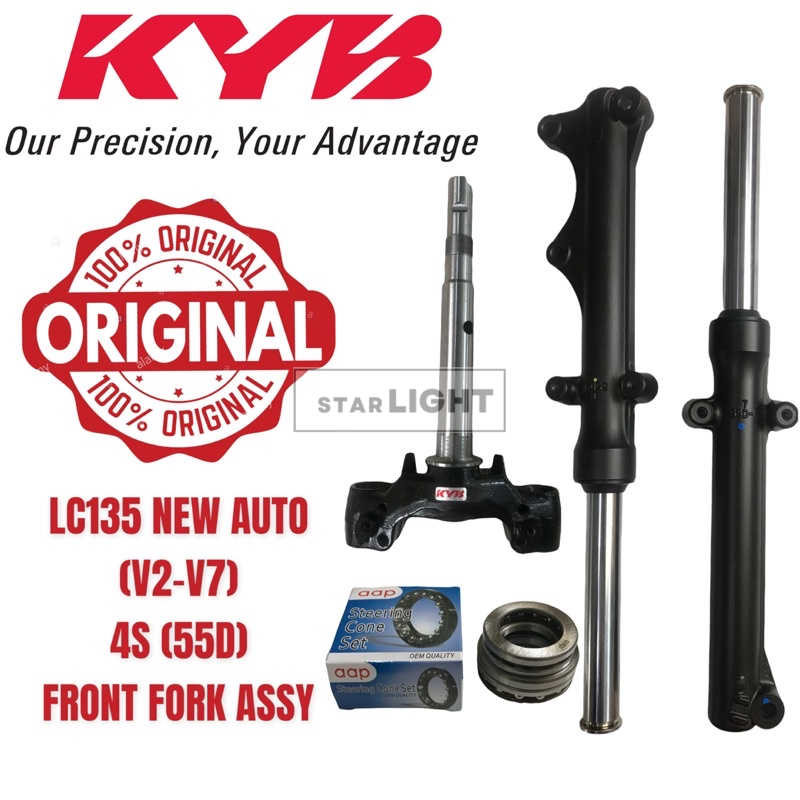 YAMAHA LC135 100% ORIGINAL LC (55D)NEW AUTO V2-V7 4S LC FRONT FORK ASSY FORK T UNDER BRACKET AAP ...