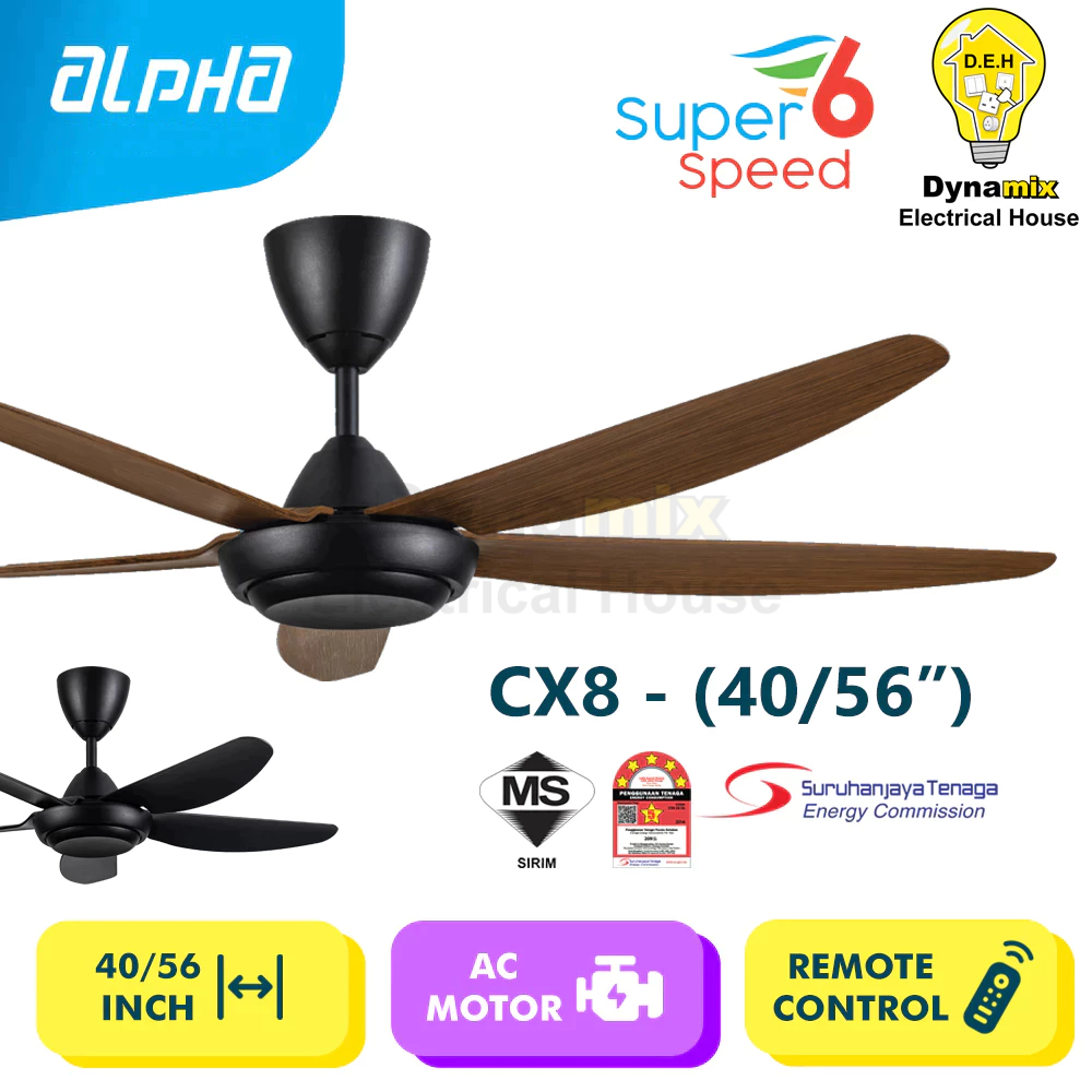 ALPHA Cosa CX8 Ceiling Fan 40" 56“ | 5 ABS Blades | Super Motor | 6 ...