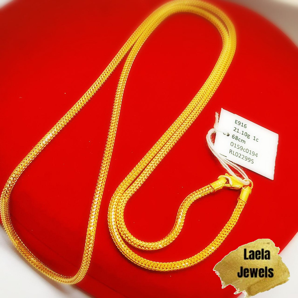 LAELA RANTAI LEHER DRAGON PADU EMAS TULEN 916 GOLD NECKLACES | Shopee ...