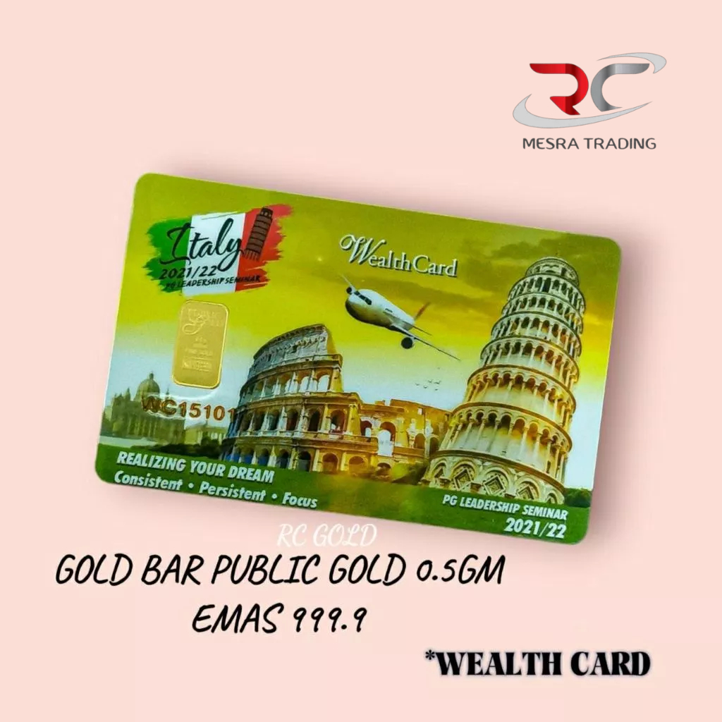PUBLIC GOLD GOLD BAR 999.9 0.50GM WEALTH CARD ITALY 2021/22 PG BULLION ...