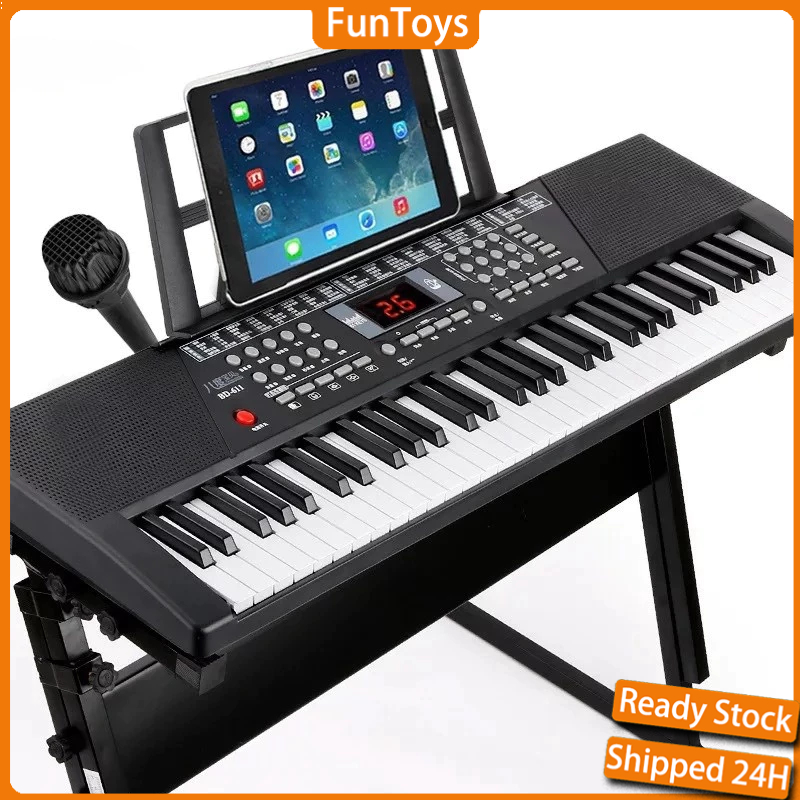 【24H】61 Keys Piano Electronic Keyboard with Microphone and Piano Score ...