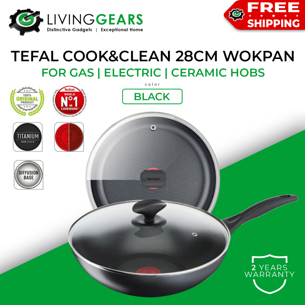 Tefal Cook & Clean Non-Stick Wokpan with lid 28cm | Shopee Malaysia
