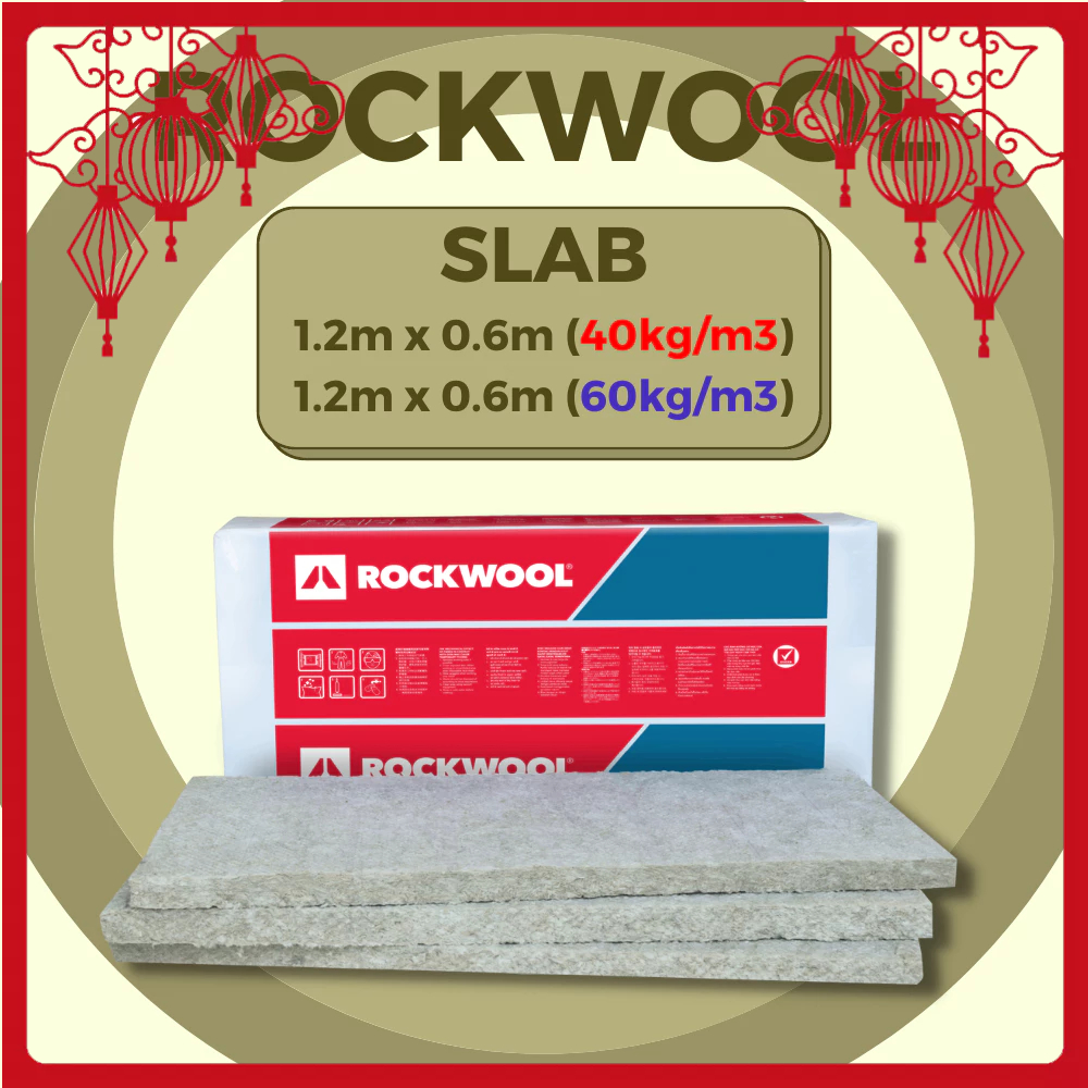 RockWool Slab 1.2m x 0.6m (40kg/m3)/(60kg/m3)Heat Insulation Noise ...