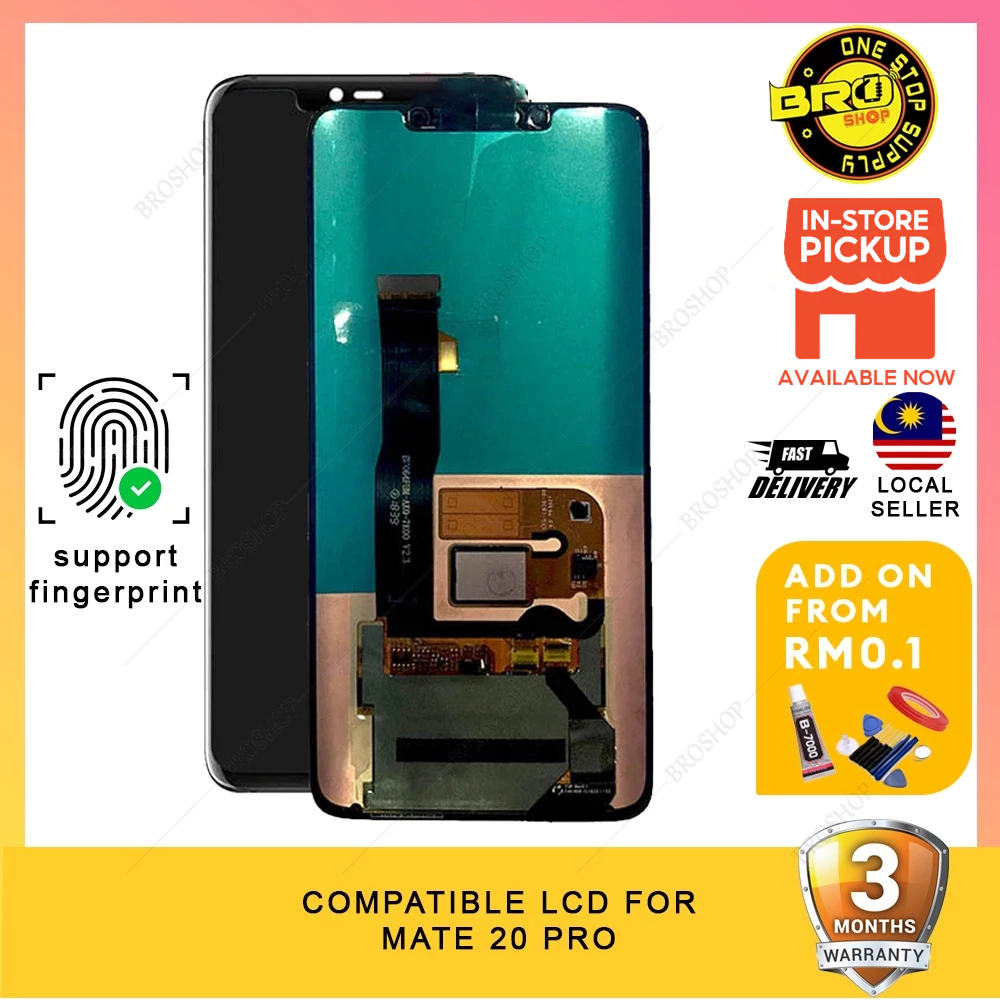BROSHOP Compatible Lcd For Mate 20 Pro With Fingerprint Touch Screen ...