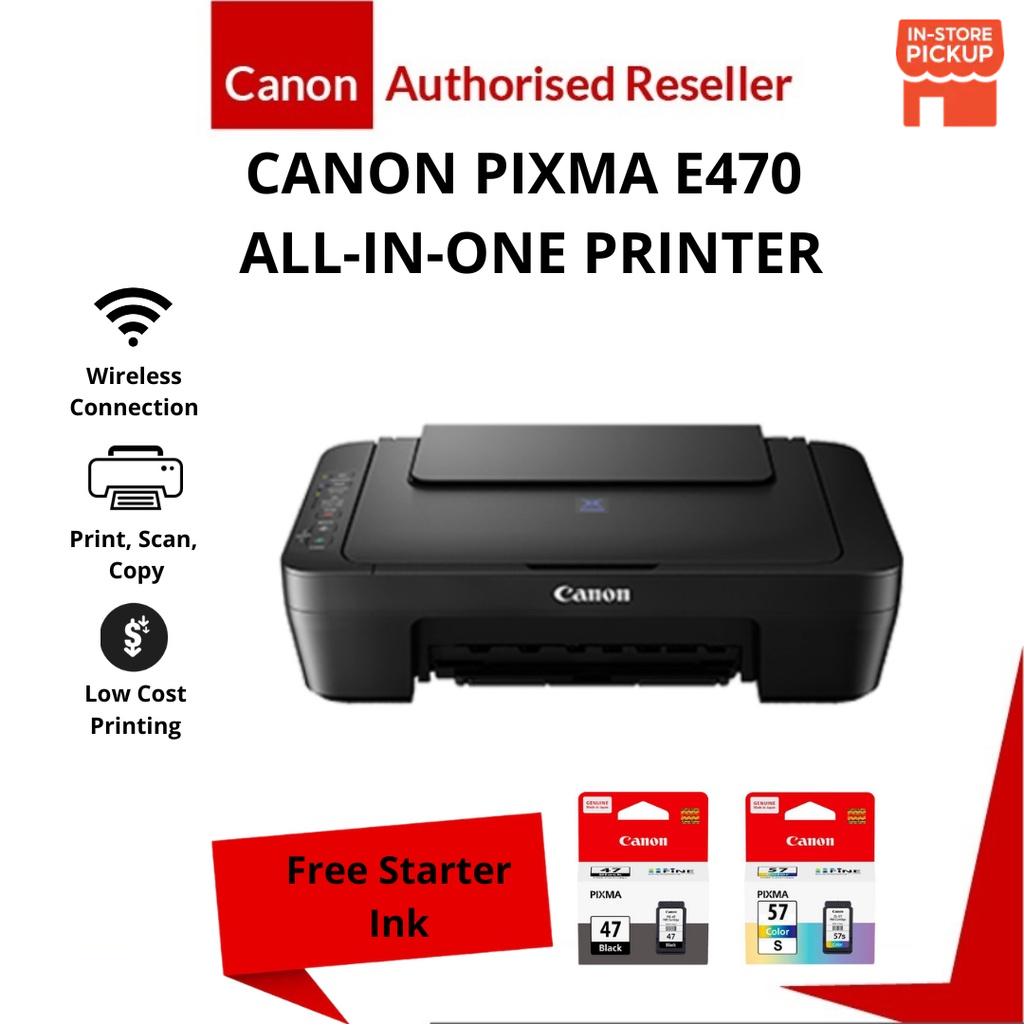 Canon PIXMA E470 Ink Efficient E Series WiFi Wireless Printer Print/Scan/Copy/WiFi Included Ink ...