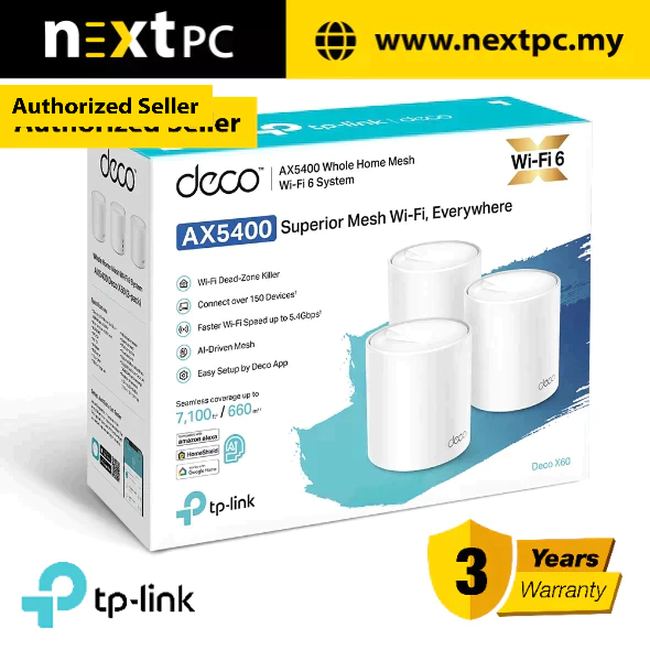 [Ready Stock] TP-LINK Deco X60(3 pack) AX5400 Whole Home Mesh Wi-Fi 6 ...