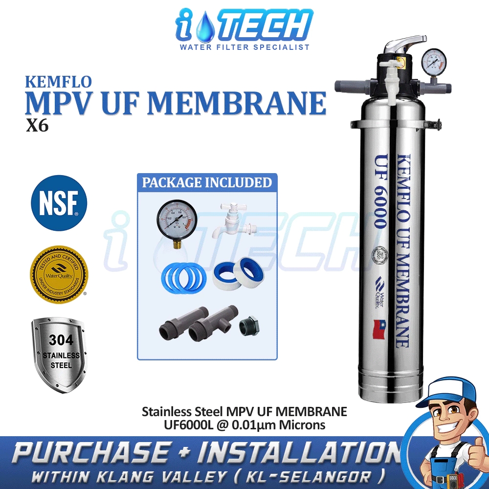 [FREE INSTALL] KEMFLO Stainless Steel MPV UF Membrane 6000L X6 ...
