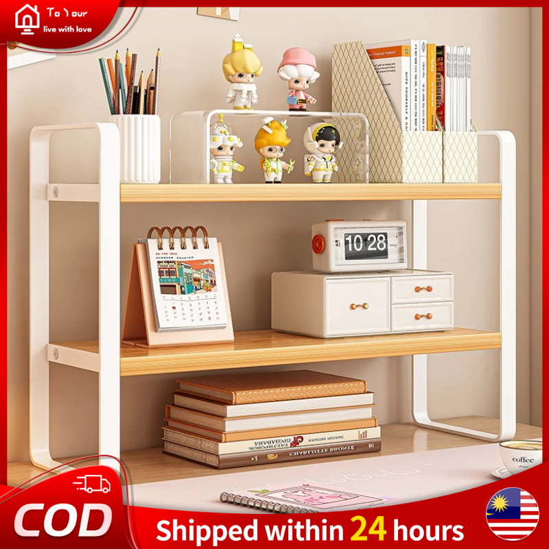 2 Tier Desktop Storage Rack Document Shlef Kitchen Countertop Spice ...