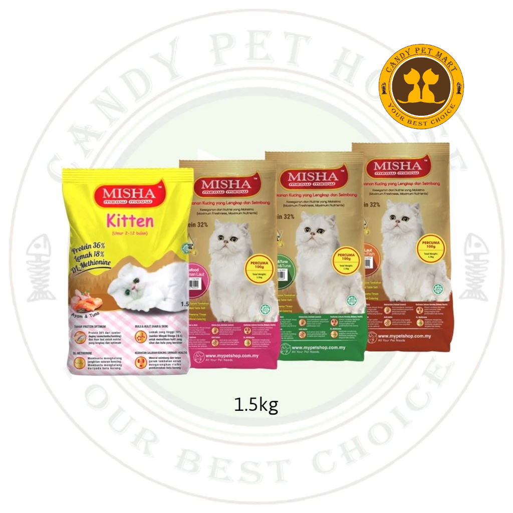 MISHA Dry Cat Food Kitten & Adult / Kibbles / Makanan Kucing (1.4KG ...