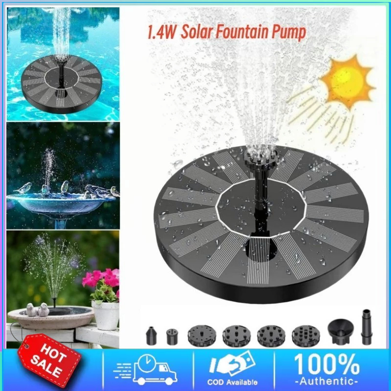 Ready Stock (7V 1.4W) 9 IN 1 SOLAR FOUNTAIN PUMP POWERED PANEL FLOATING ...