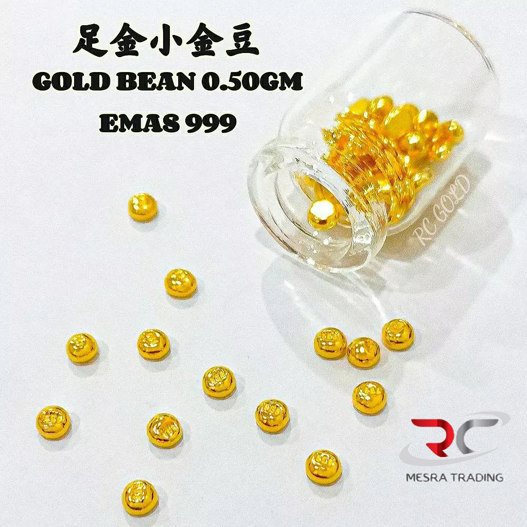 GOLD BEAN 999.9 0.50GM ORIGINAL EMAS 999 FINE GOLD NUGGET 999.9 FREE ...