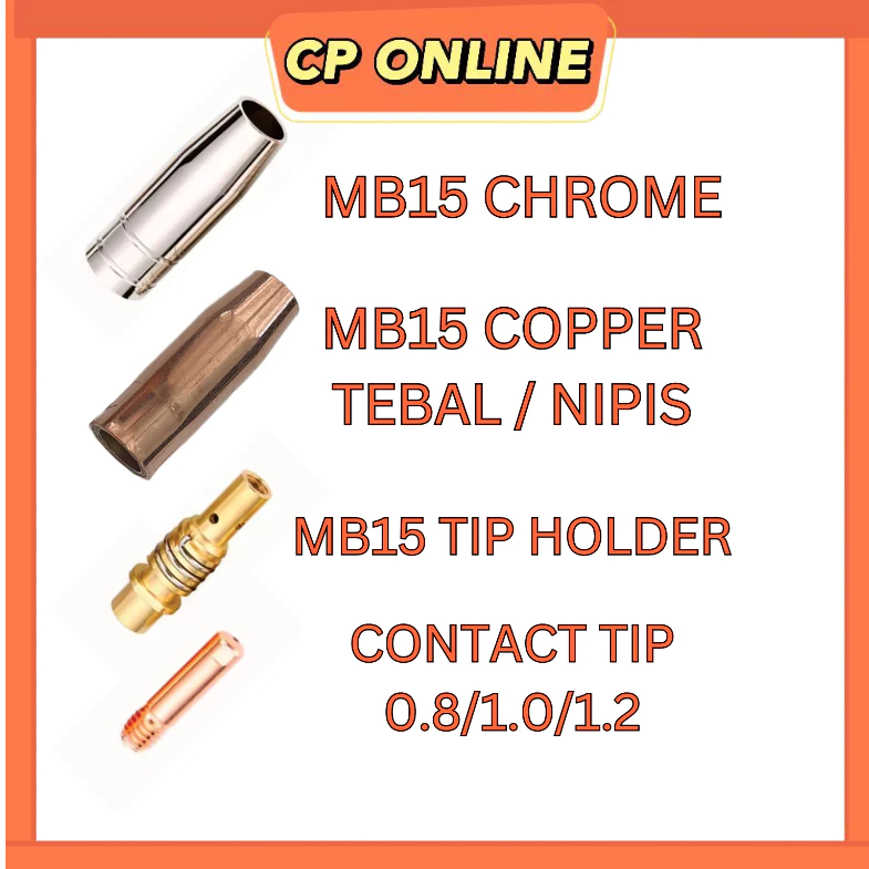 CP ONLINE Mig Welding Accessories MB15 Nozzle / Tip Holder / Contact Tip (0.8/1.0/1.2)mm Welder ...
