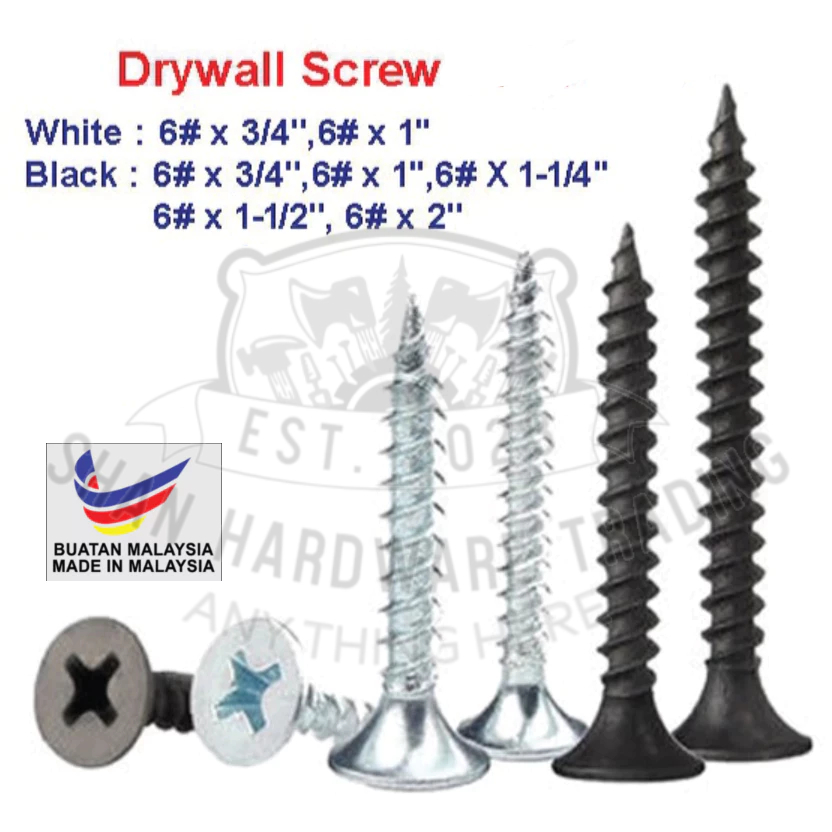 (MK BRAND 100%) PARTITION BLACK WHITE DRYWALL SCREW / WOOD SCREW ...