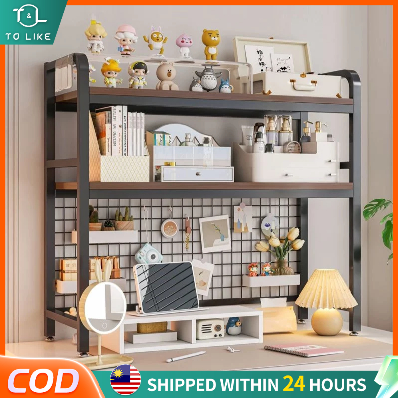 Desktop Rack Tabletop Organiser Book Rack Multi-layer Shelf Tabletop Storage Organiser Hanging ...