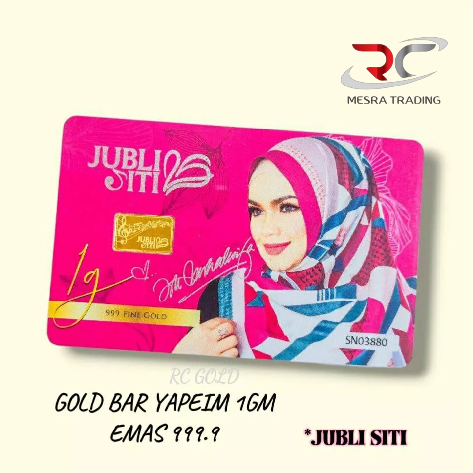 YAPEIM GOLD BULLION BAR 1GM 999.9 JUBLI SITI GOLD BAR 1GM 999.9 FINE ...