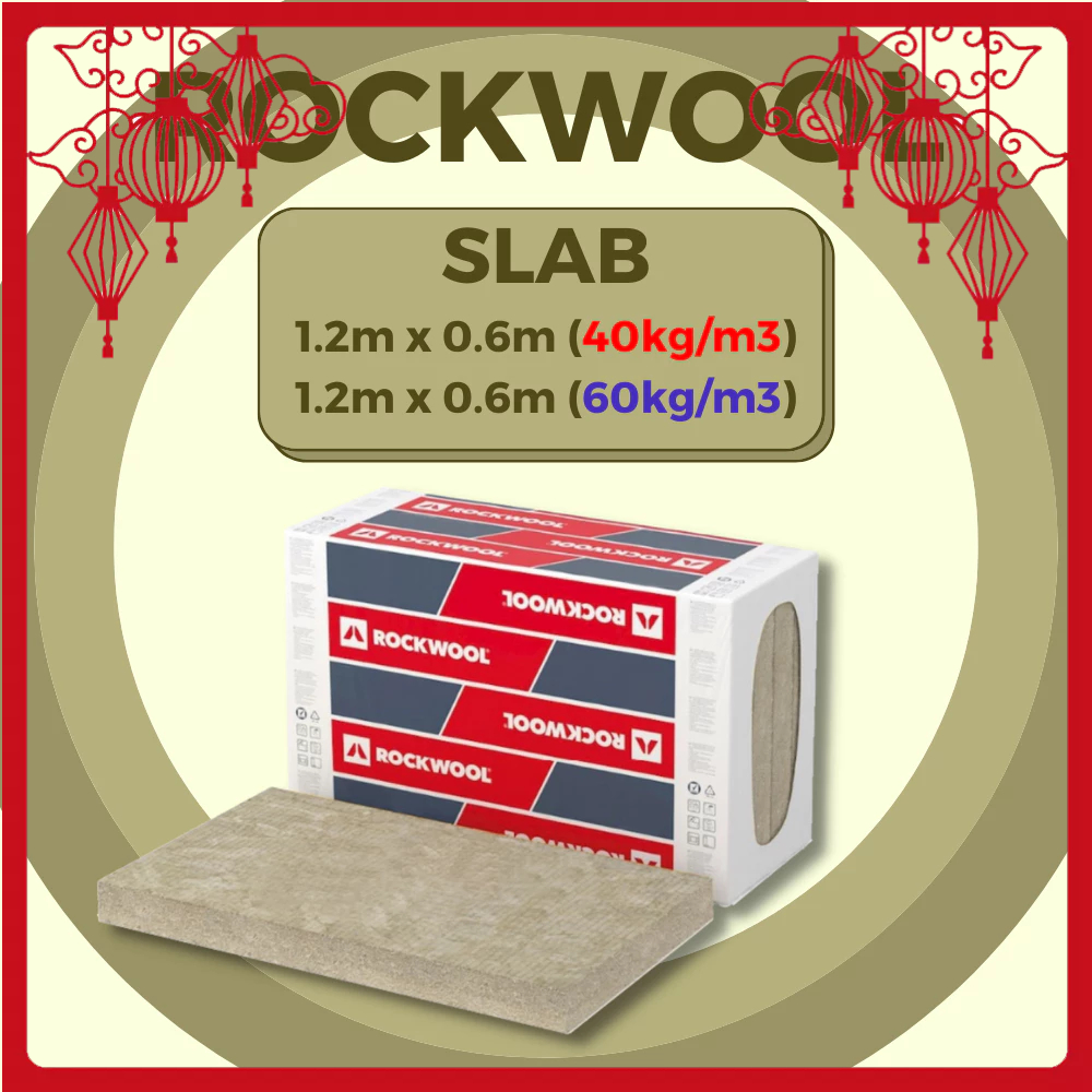 RockWool Slab 1.2m x 0.6m x 50mm [40kg/m3][60kg/m3] Heat Insulation ...