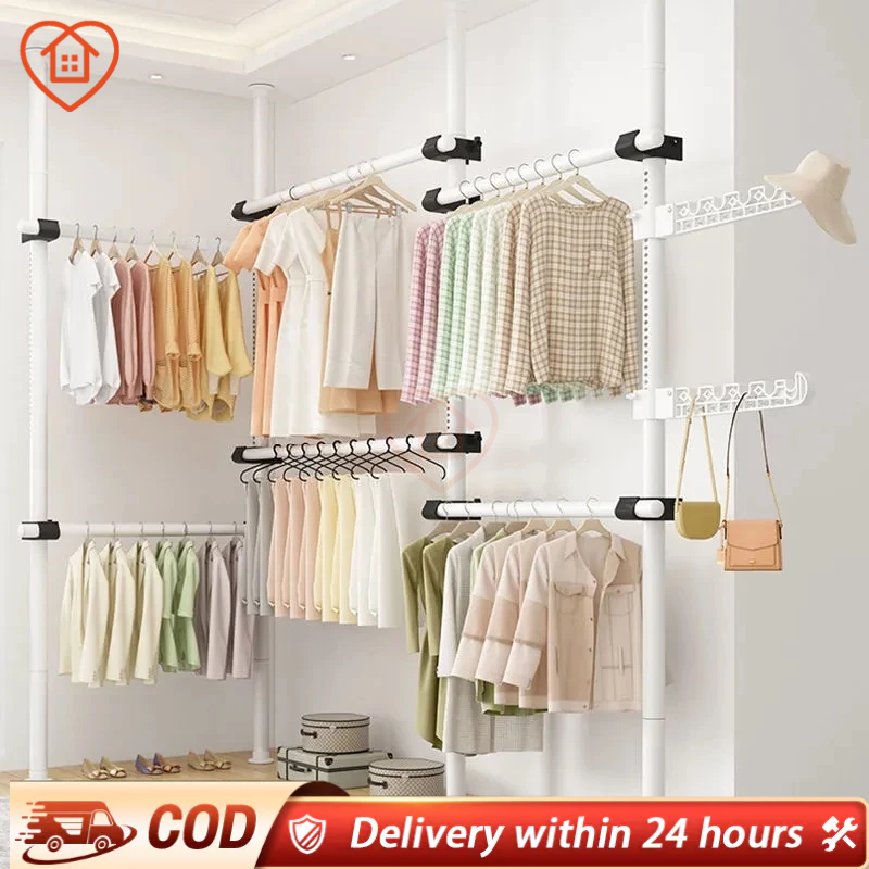 📣LOWEST PRICE📣Floor to Ceiling Clothes Hanger No punching telescopic ...