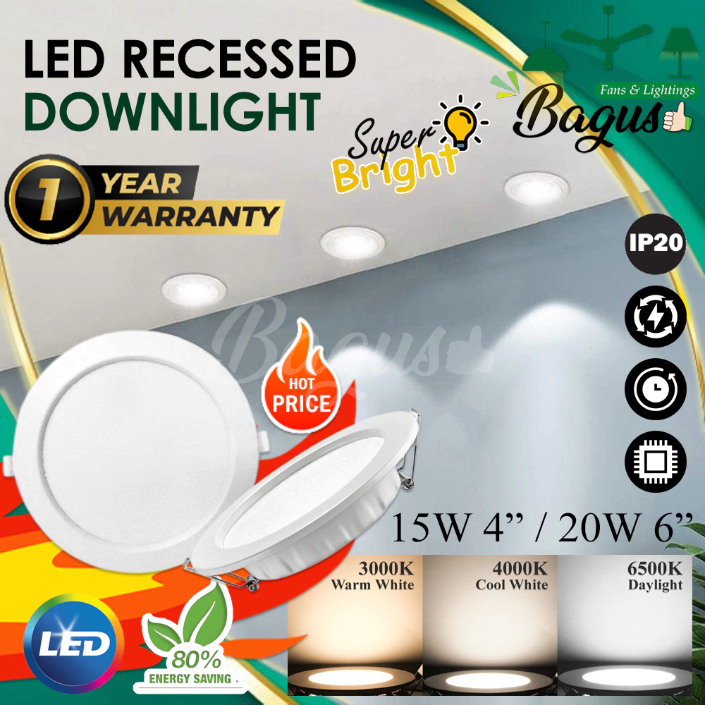 LED Recessed Downlight - 15W 4" / 20W 6" Round | Plaster Ceiling Light ...